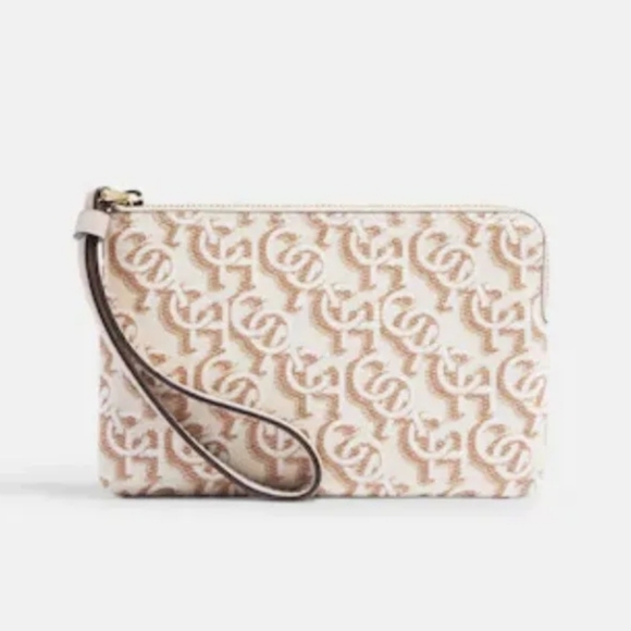 Coach | Bags | Coach Corner Zip Wristletwith Coach Monogram Print ...